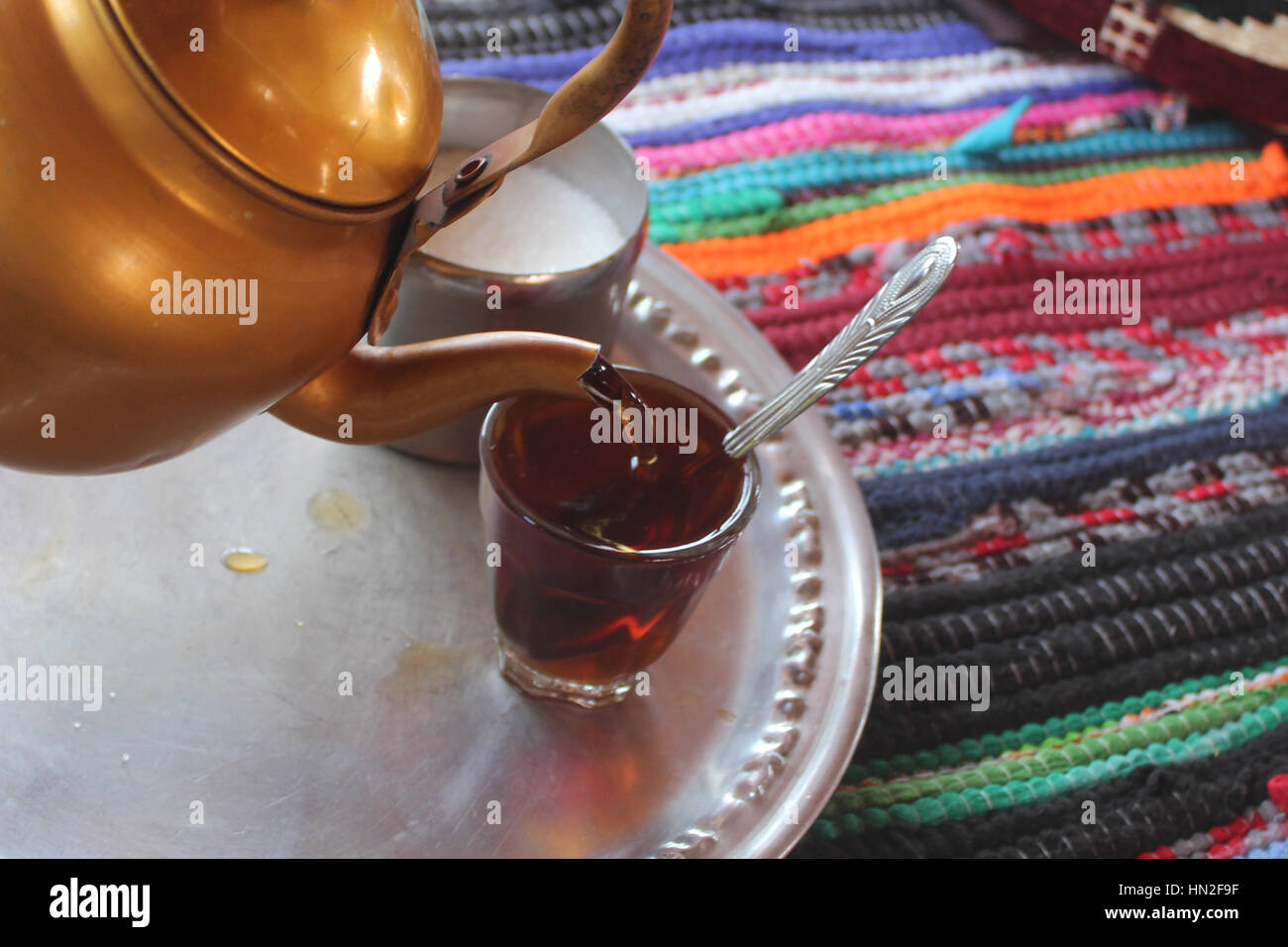 Artistic Bedouin Tea with Sugar and with Artistic Background in Ras ...