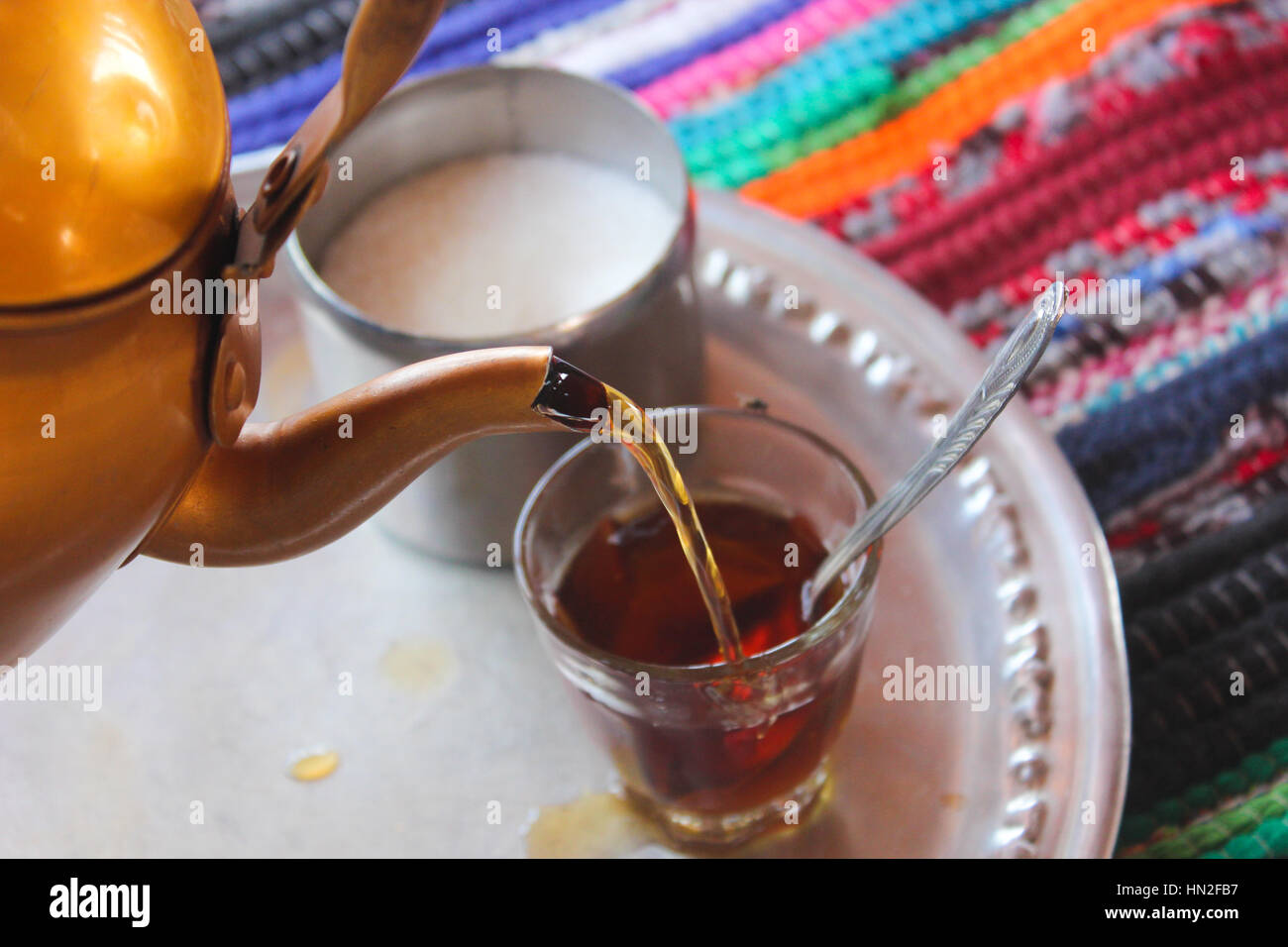 Artistic Bedouin Tea with Sugar and with Artistic Background in Ras ...
