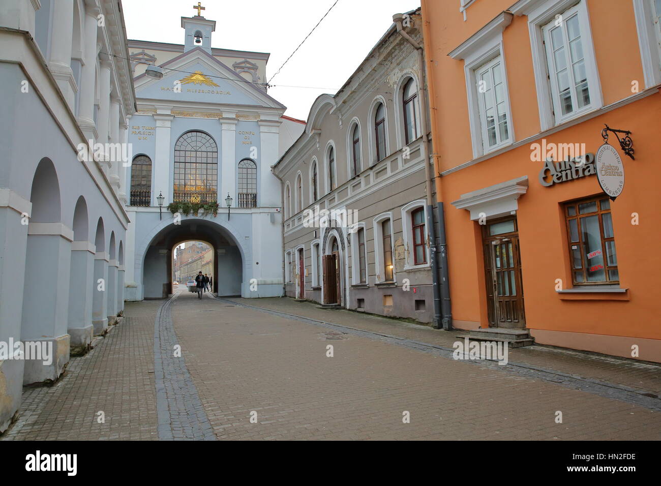 VILNIUS, LITHUANIA - DECEMBER 30, 2016: The Gates of Dawn with colorful ...