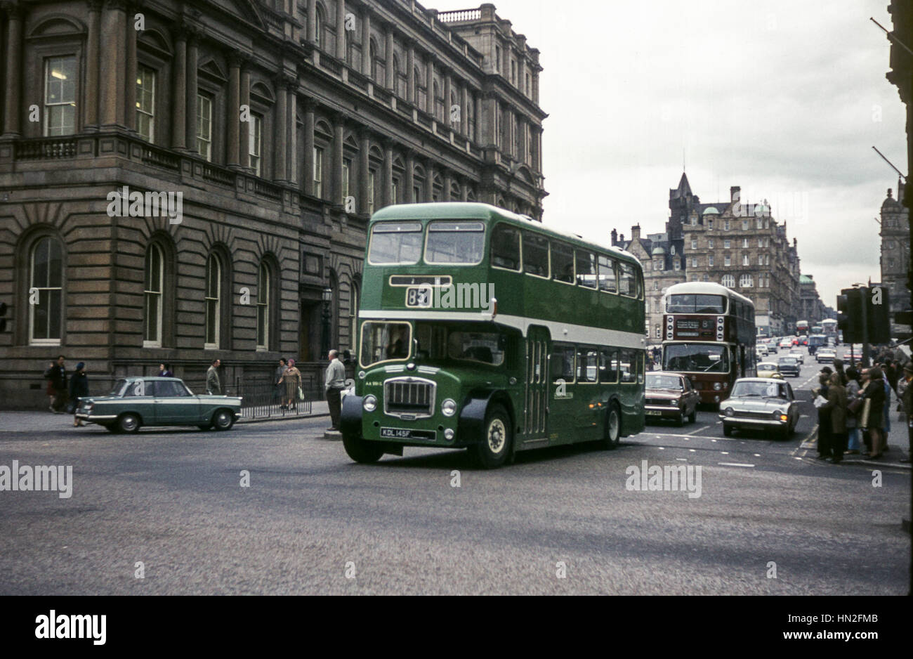 Edinburgh, UK - 1973: Vintage image of bus in Edinburgh. Eastern ...