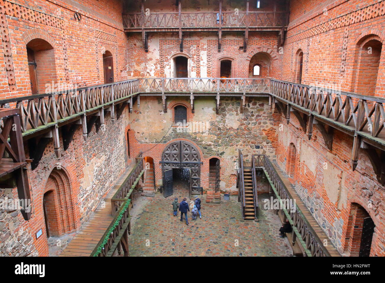 TRAKAI, LITHUANIA - JANUARY 1, 2017: Trakai castle built on an island ...