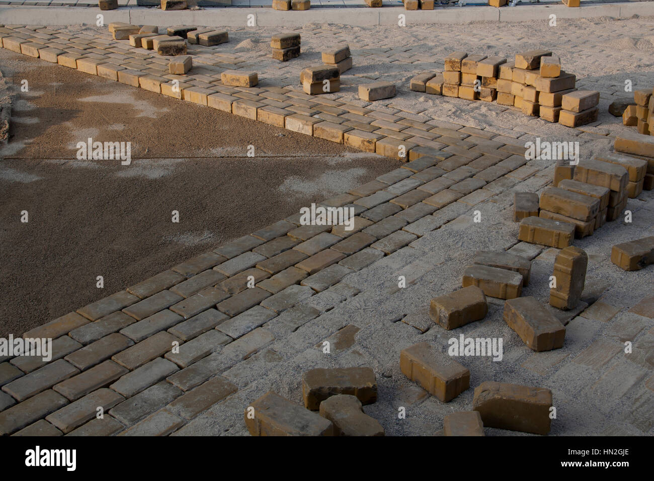 construction of yellow brick road Stock Photo - Alamy