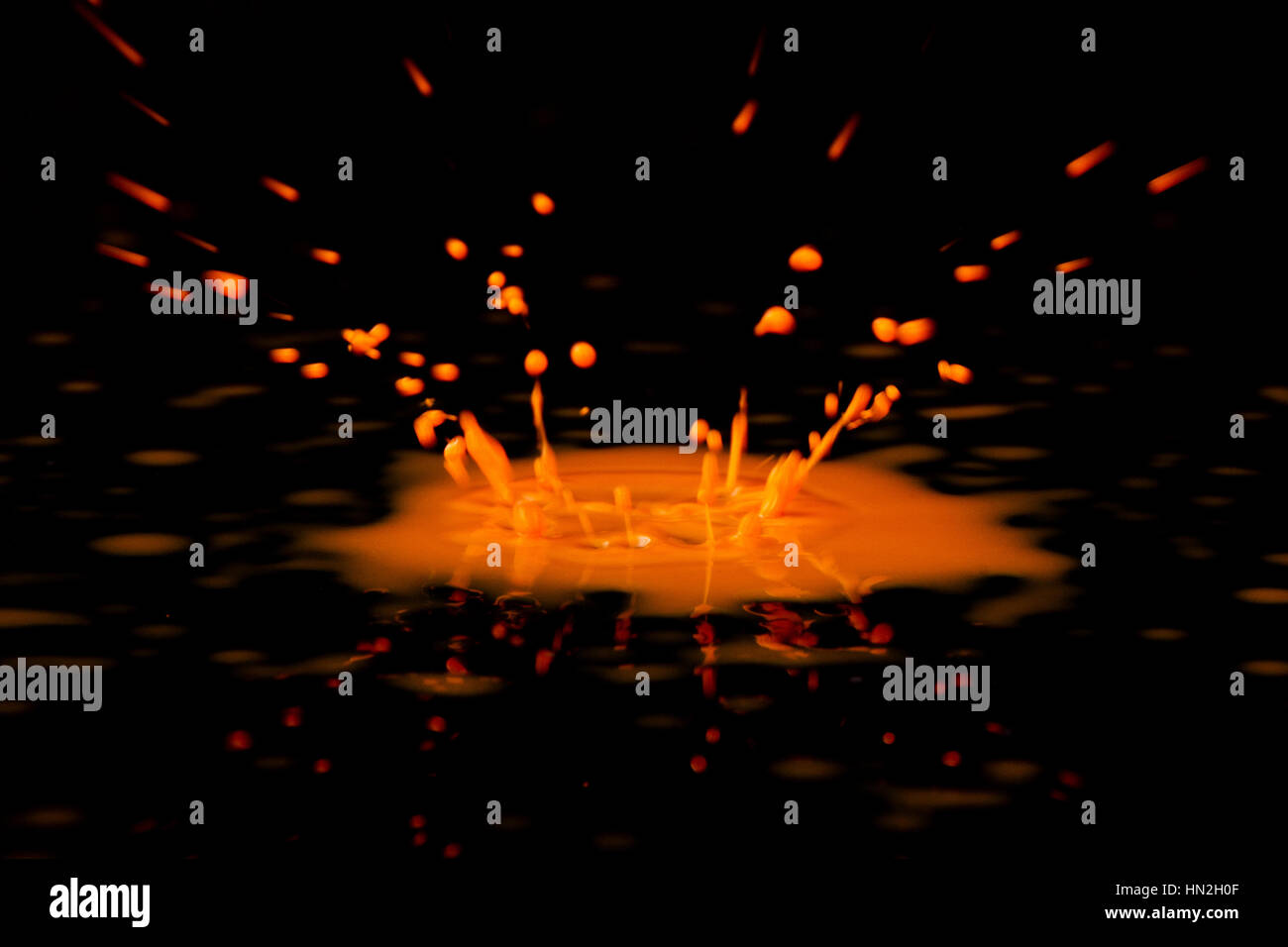 Colorful paint drop splashing on black a background Stock Photo - Alamy