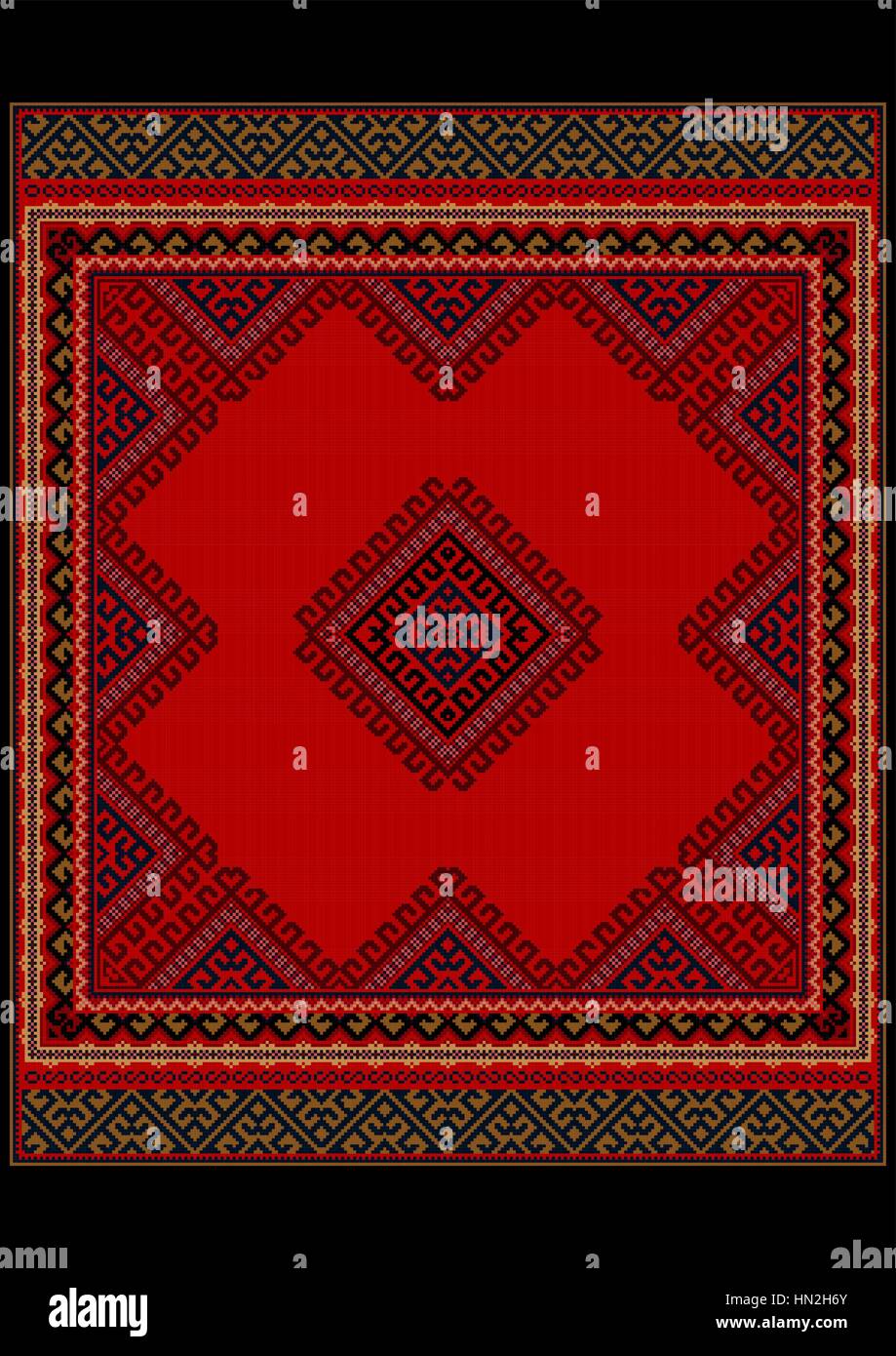 Luxurious vintage oriental rug with original pattern with red shades ...