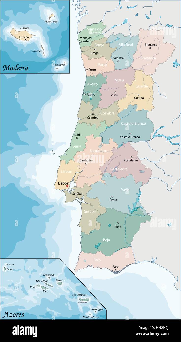 Map of Portugal Stock Vector Image & Art - Alamy
