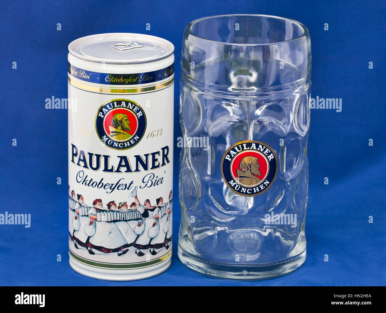 Kiev, Ukraine - May 06, 2012: Paulaner Octoberfest Bier one litre can ...