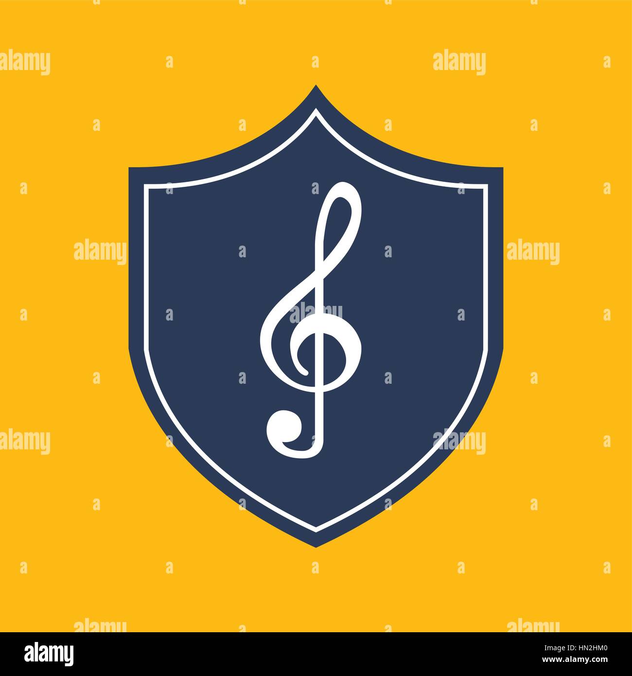 shield with musical note over yellow background. colorful design ...
