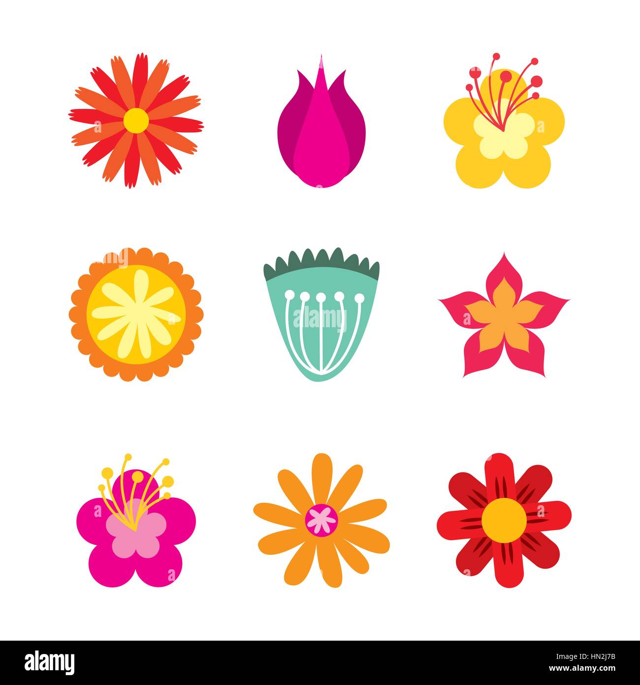 icon set of beautiful flowers over white background. colorful design ...