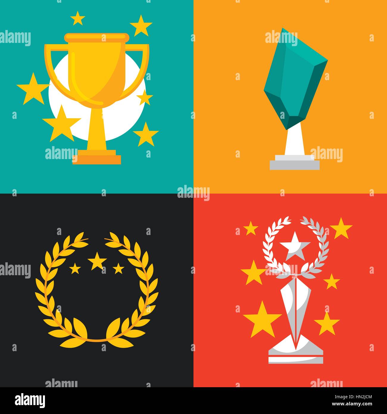 winner prizes items over colorful squares. vector illustration Stock ...