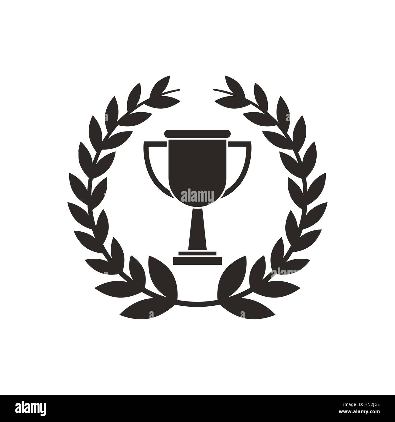 wreath of leaves with trophy icon over white background. vector ...