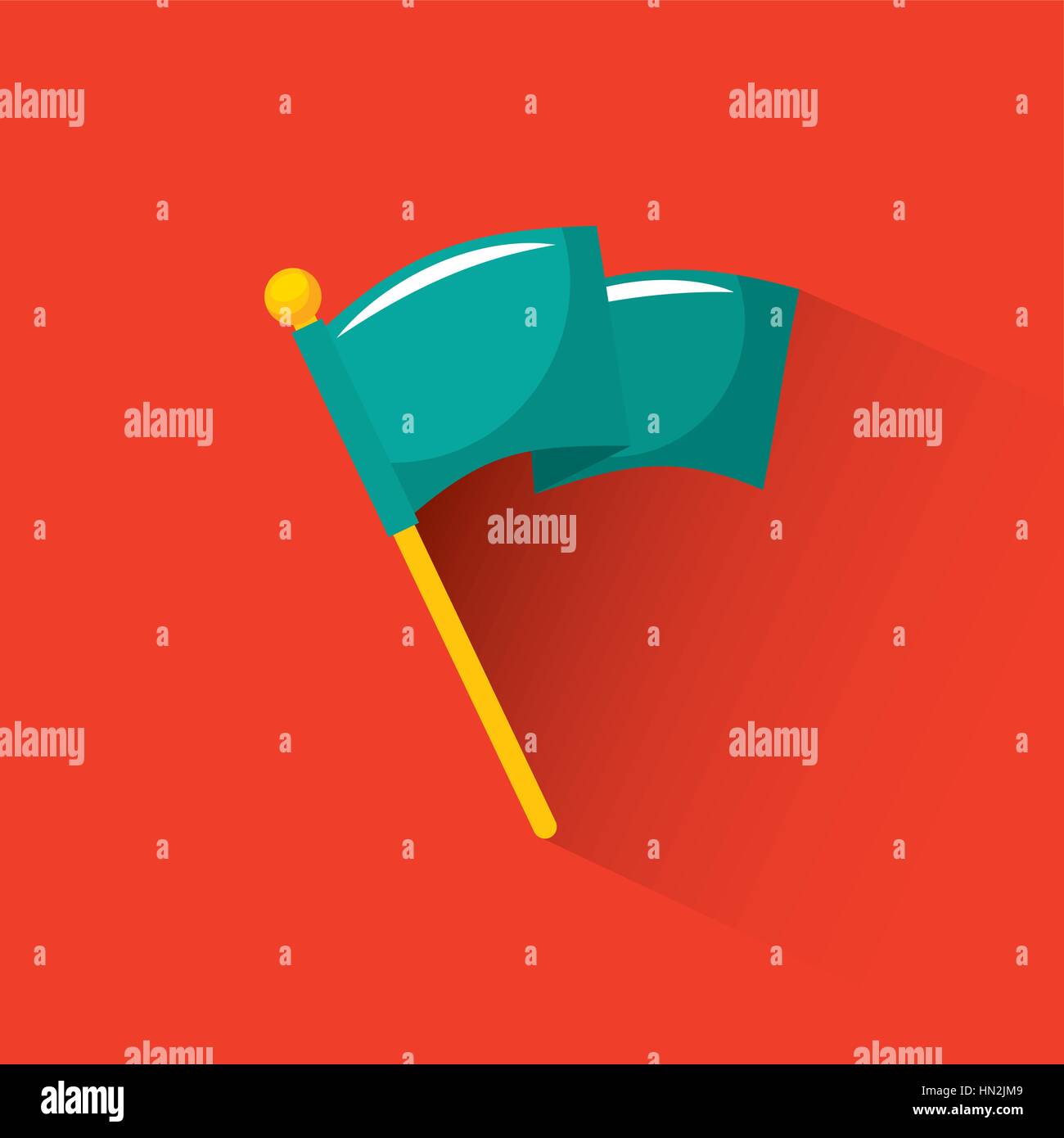 blue flag icon over red background. colorful design. vector ...