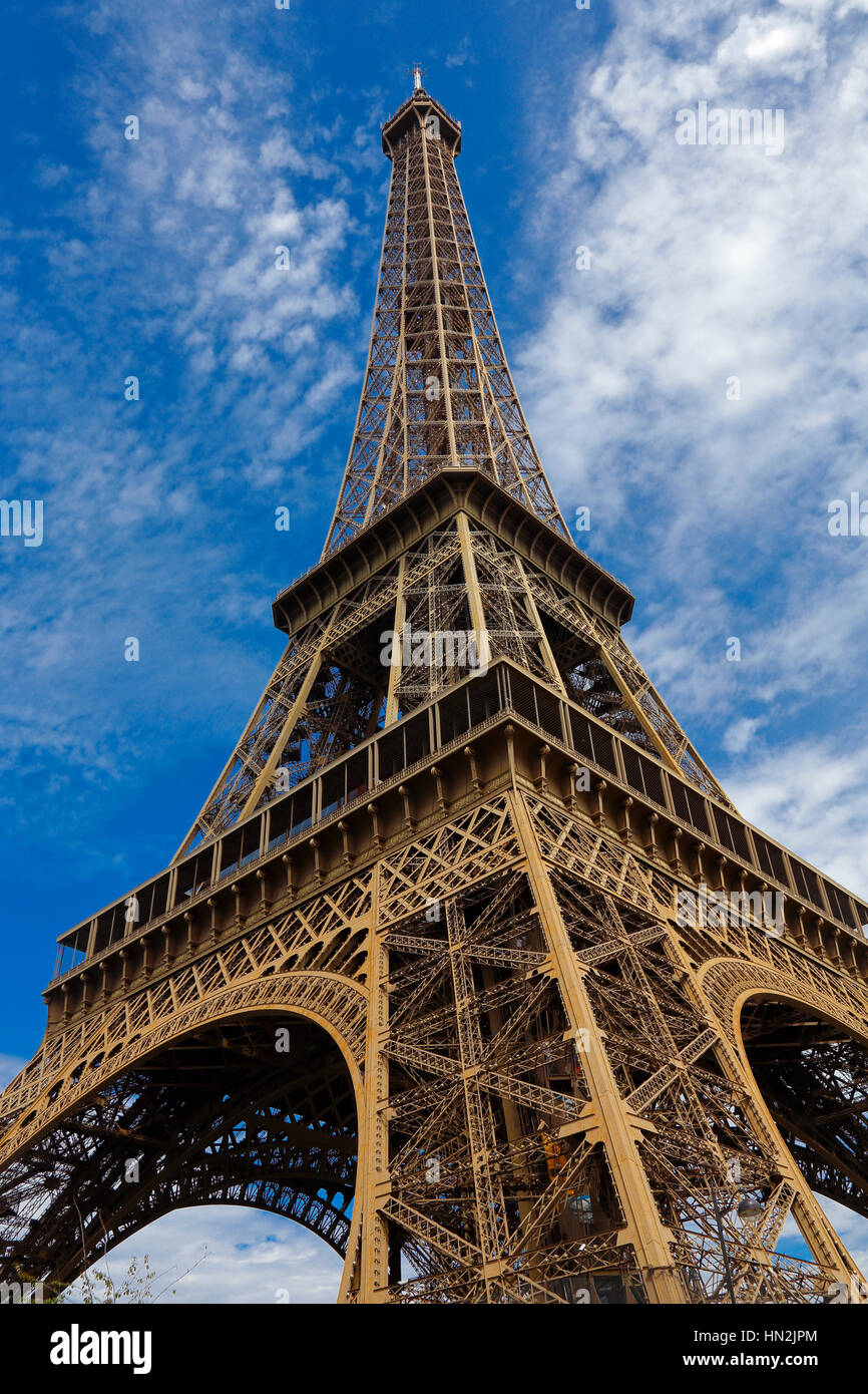 PARIS, FRANCE, EUROPE -Eiffel Tower & blue sky with clouds, Paris ...