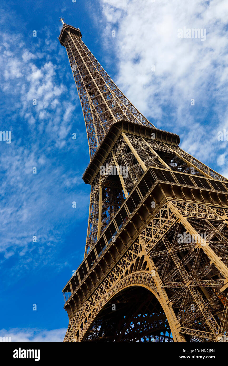 PARIS, FRANCE, EUROPE -Eiffel Tower & blue sky with clouds, Paris ...