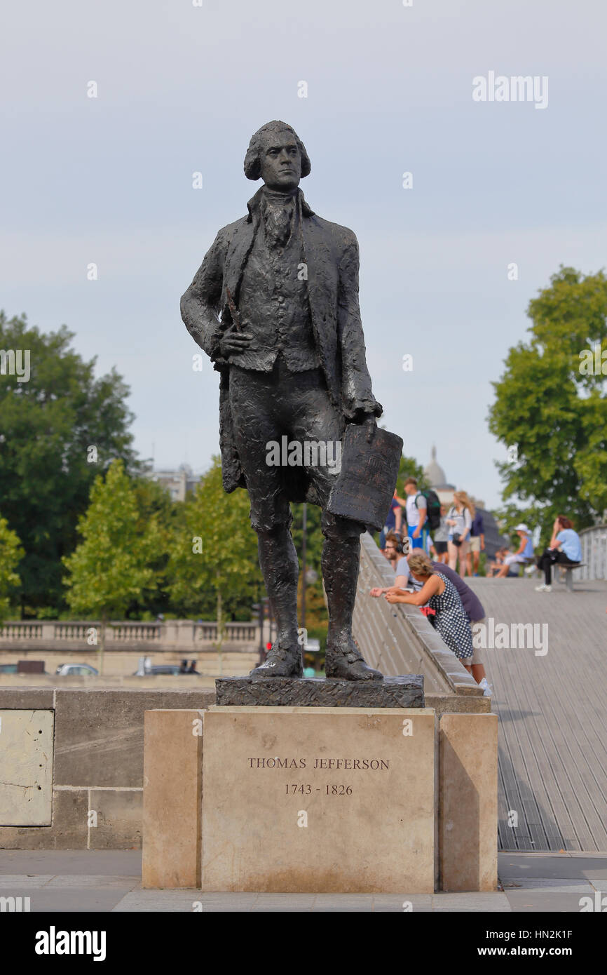 Statue of Thomas Jefferson, by Jean Cardot shows him holding ...