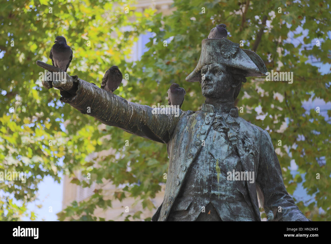 Statue of Commander Rochambeau at the rue de Galiera and rue de ...
