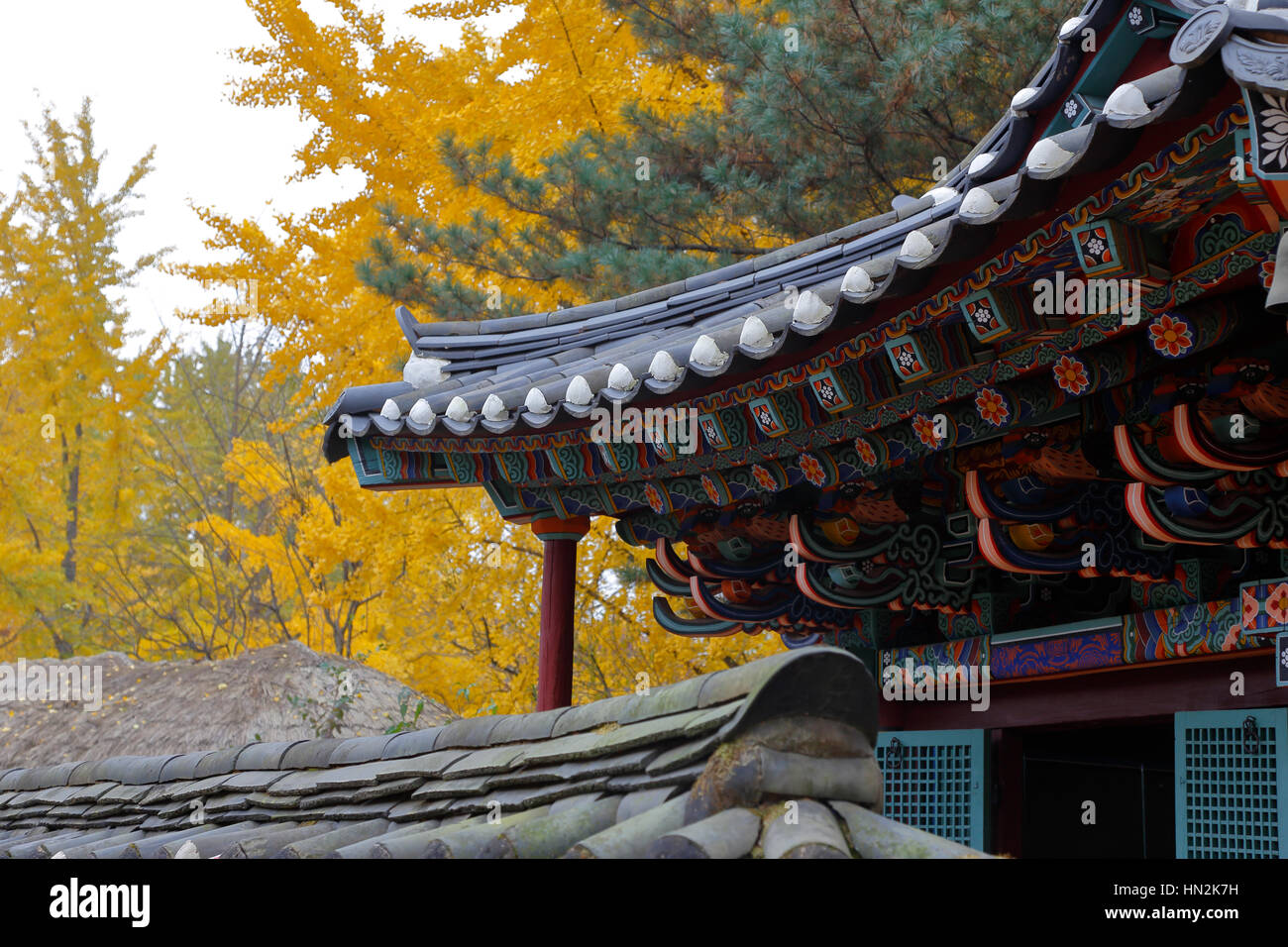 Autumn color at Namsangol folk village, Seoul, South Korea - NOVEMBER ...
