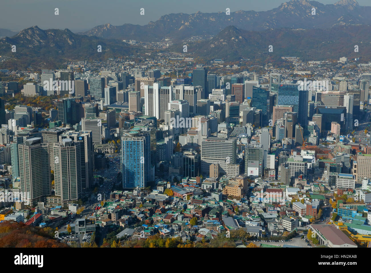 Aerial view of Seoul South Korea Skyline Asia - view from Seoul Tower ...