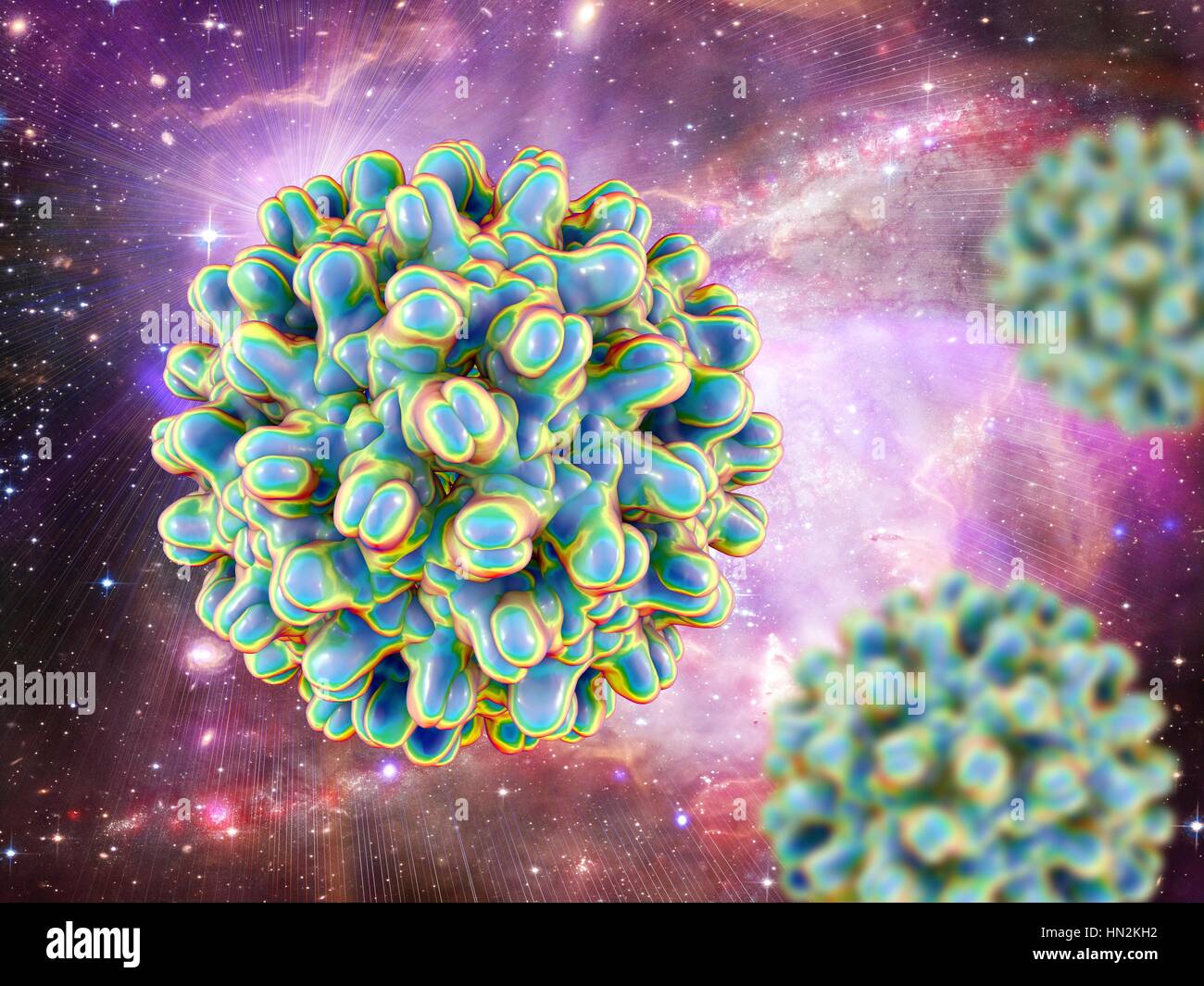Hepatitis B virus particle. Computer illustration of the capsid of the ...