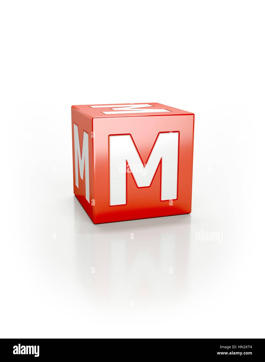 Red cube with letter M Stock Photo - Alamy