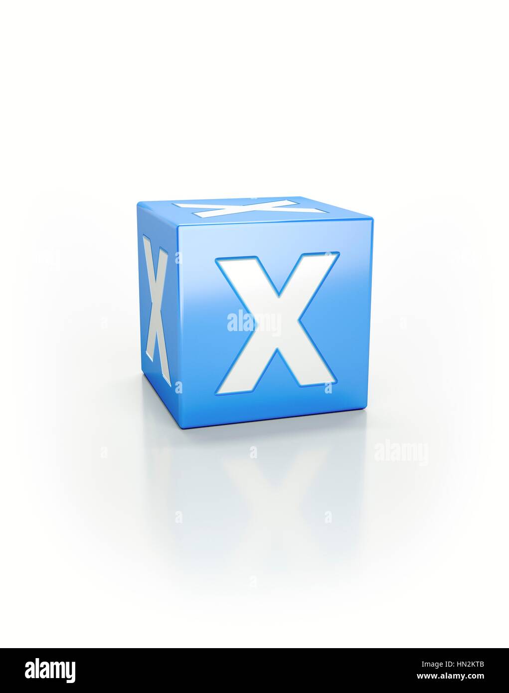 Blue cube with letter X Stock Photo - Alamy