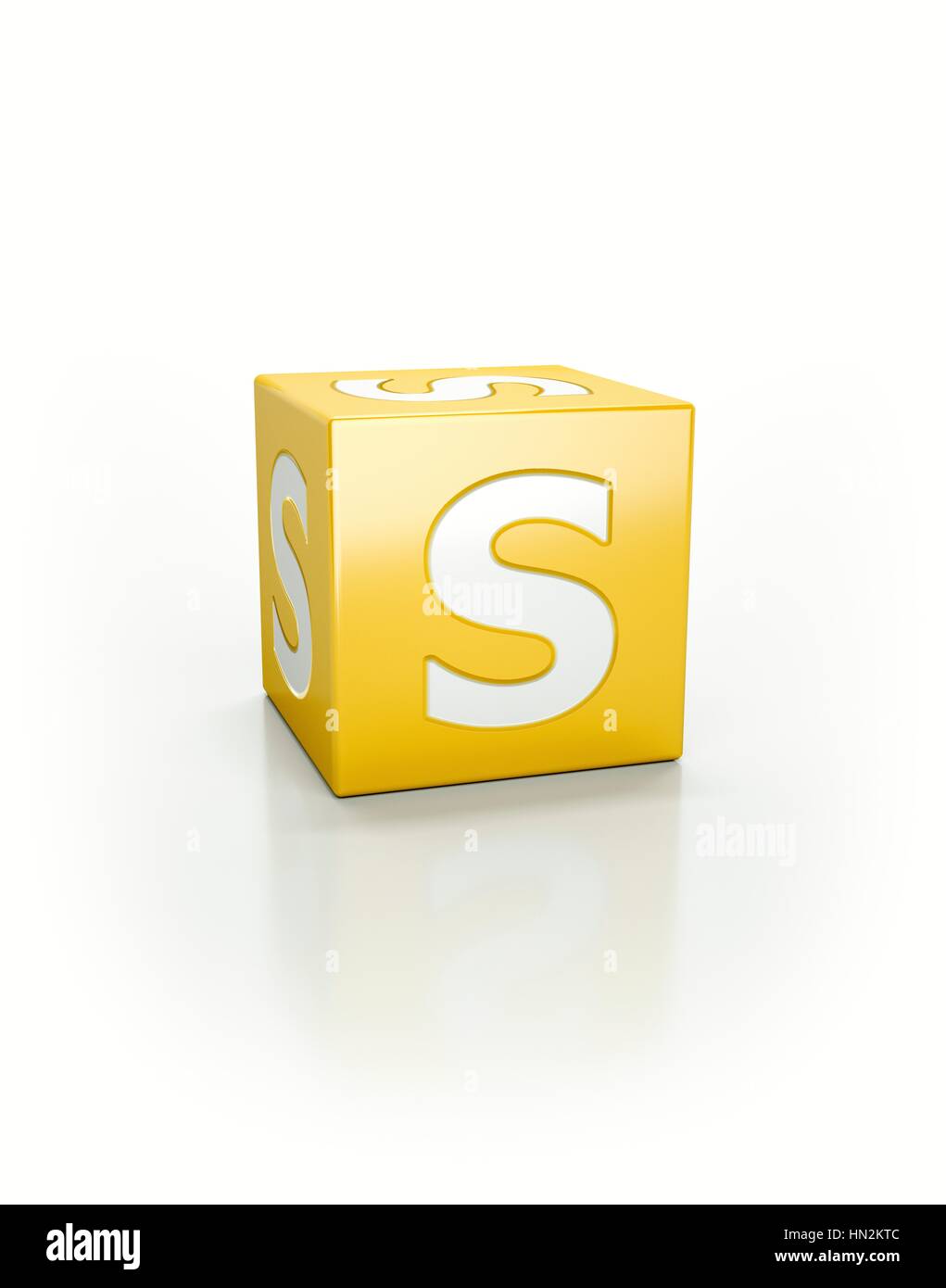 Yellow cube with letter S Stock Photo - Alamy