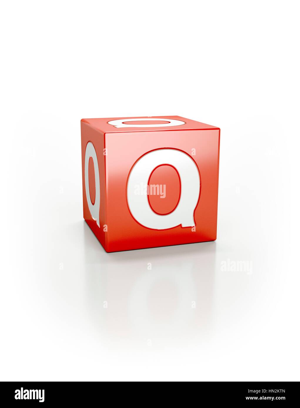 Red cube with letter Q Stock Photo - Alamy