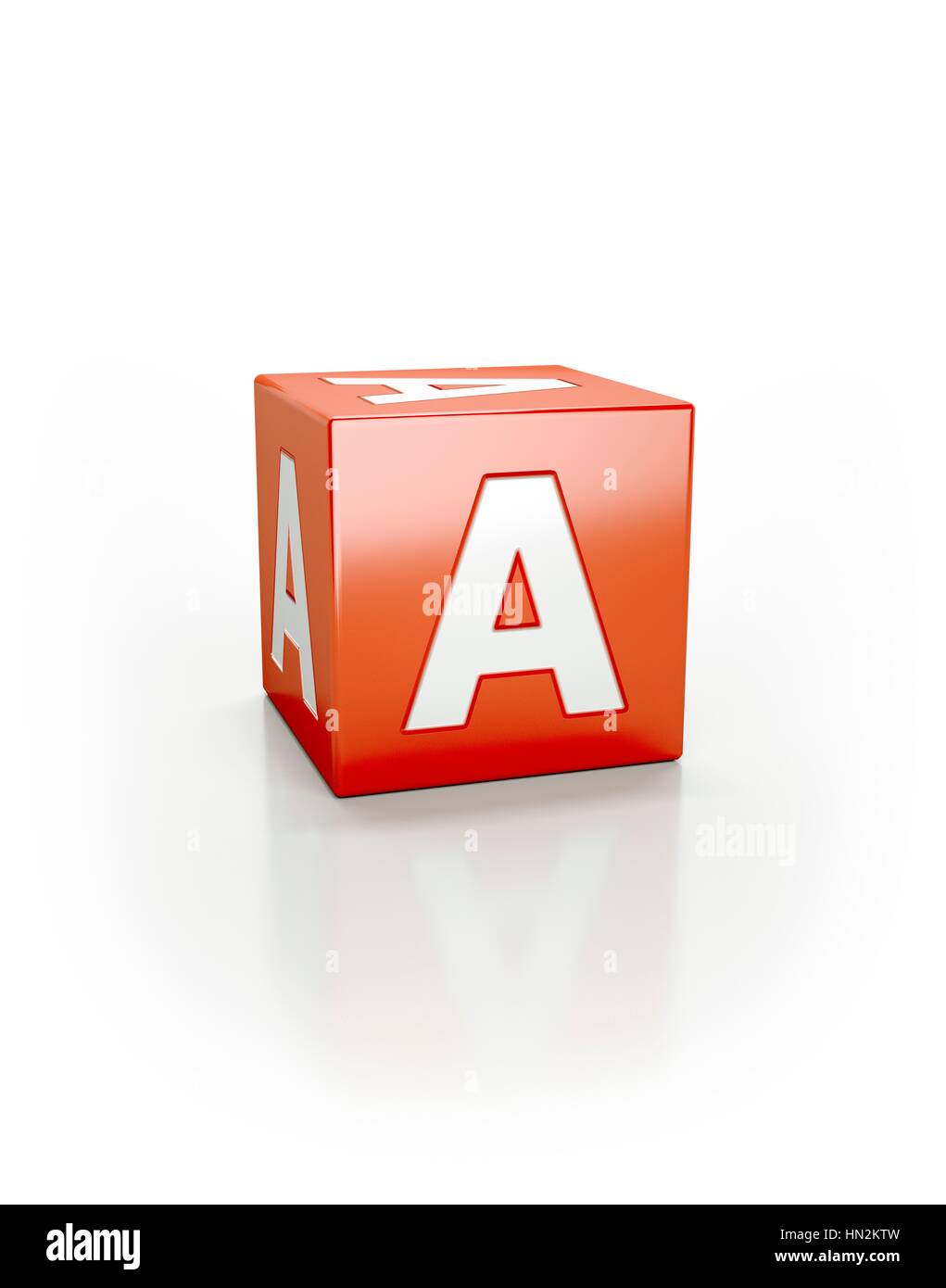 Red cube with the letter A Stock Photo - Alamy