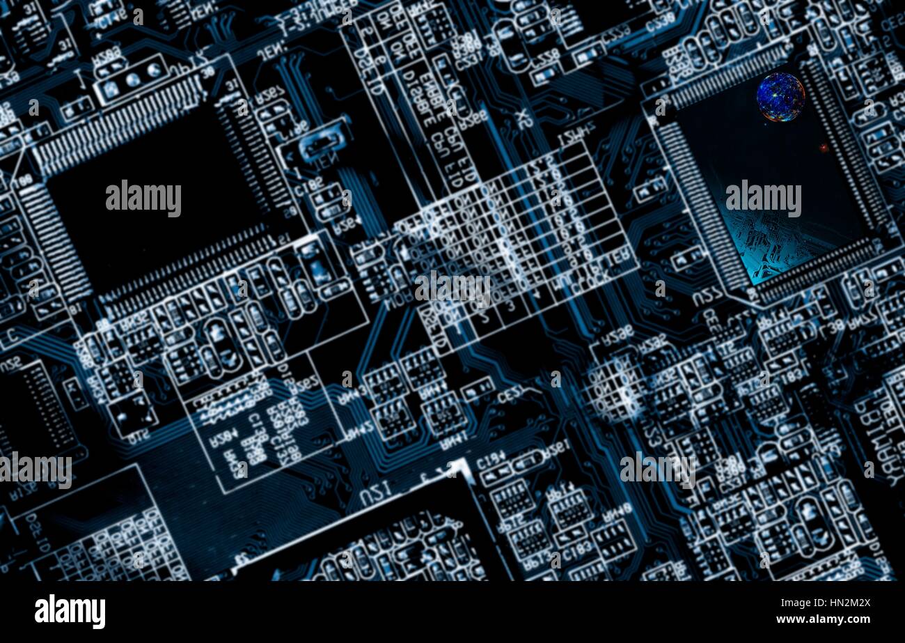 Computer circuit board and microchip Stock Photo - Alamy