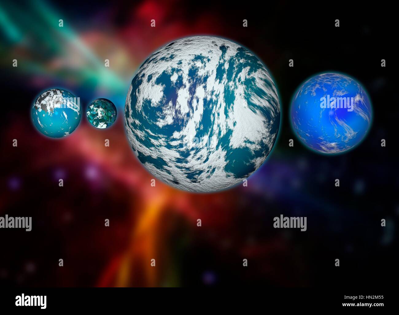 Futuristic planets, illustration Stock Photo - Alamy