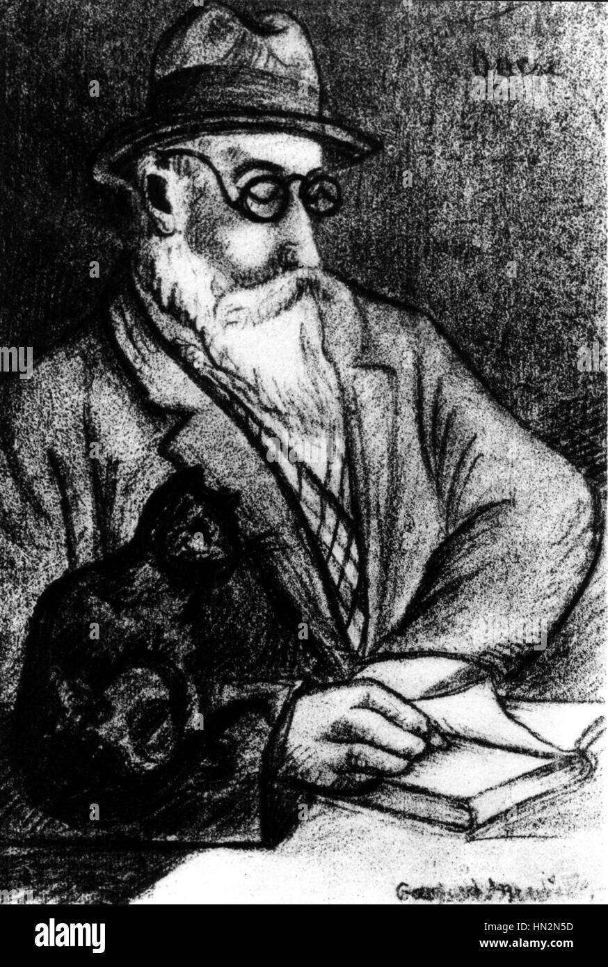 Aristide Maillol (1866-1944) and his cat Drawing by Gaspard Maillol ...