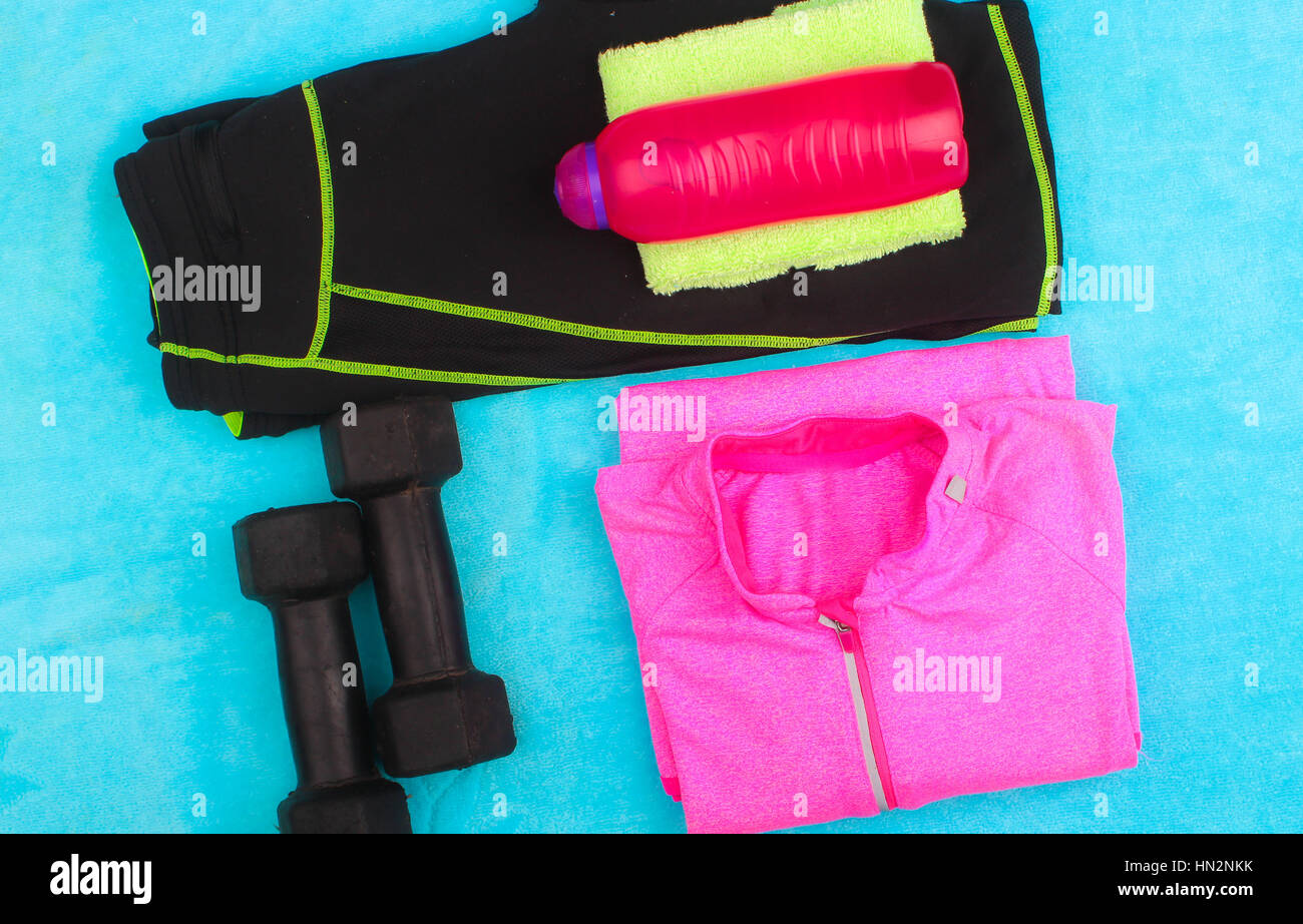 Gym Gear, gym clothes and sports wear kit for working out Stock Photo ...