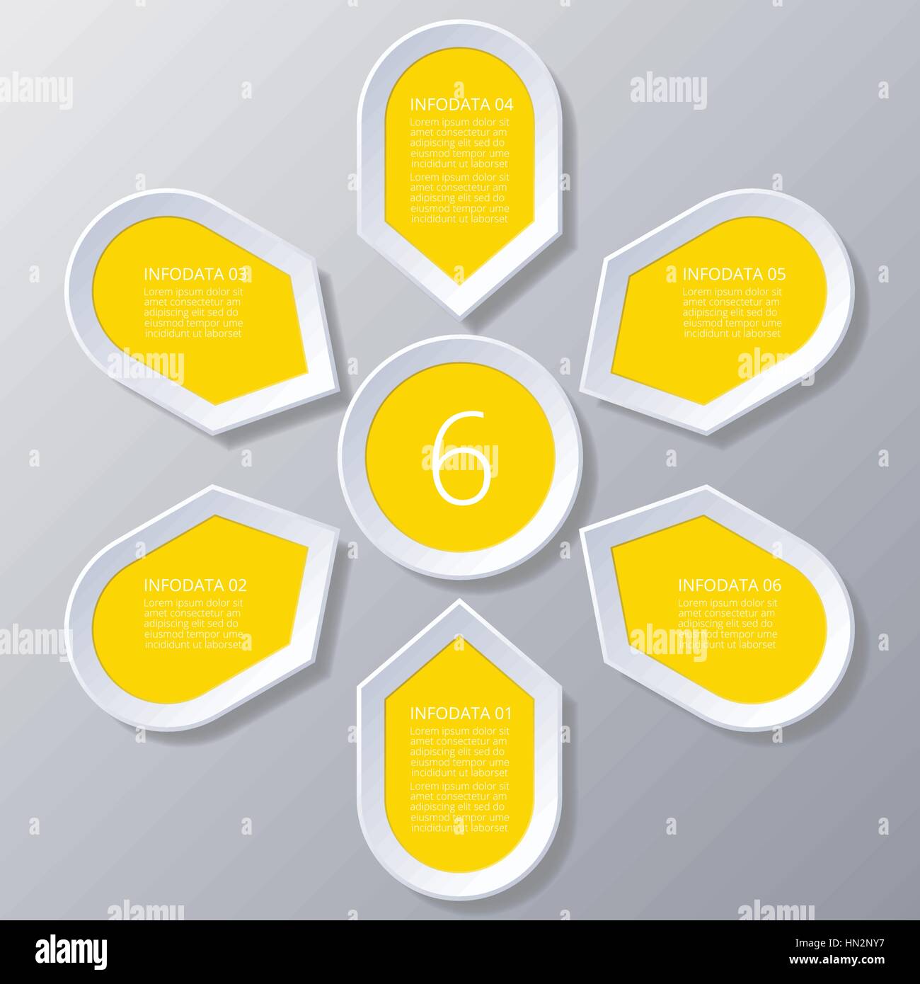 Chart cyclic process Infographic yellow Points arranged in sun circle ...