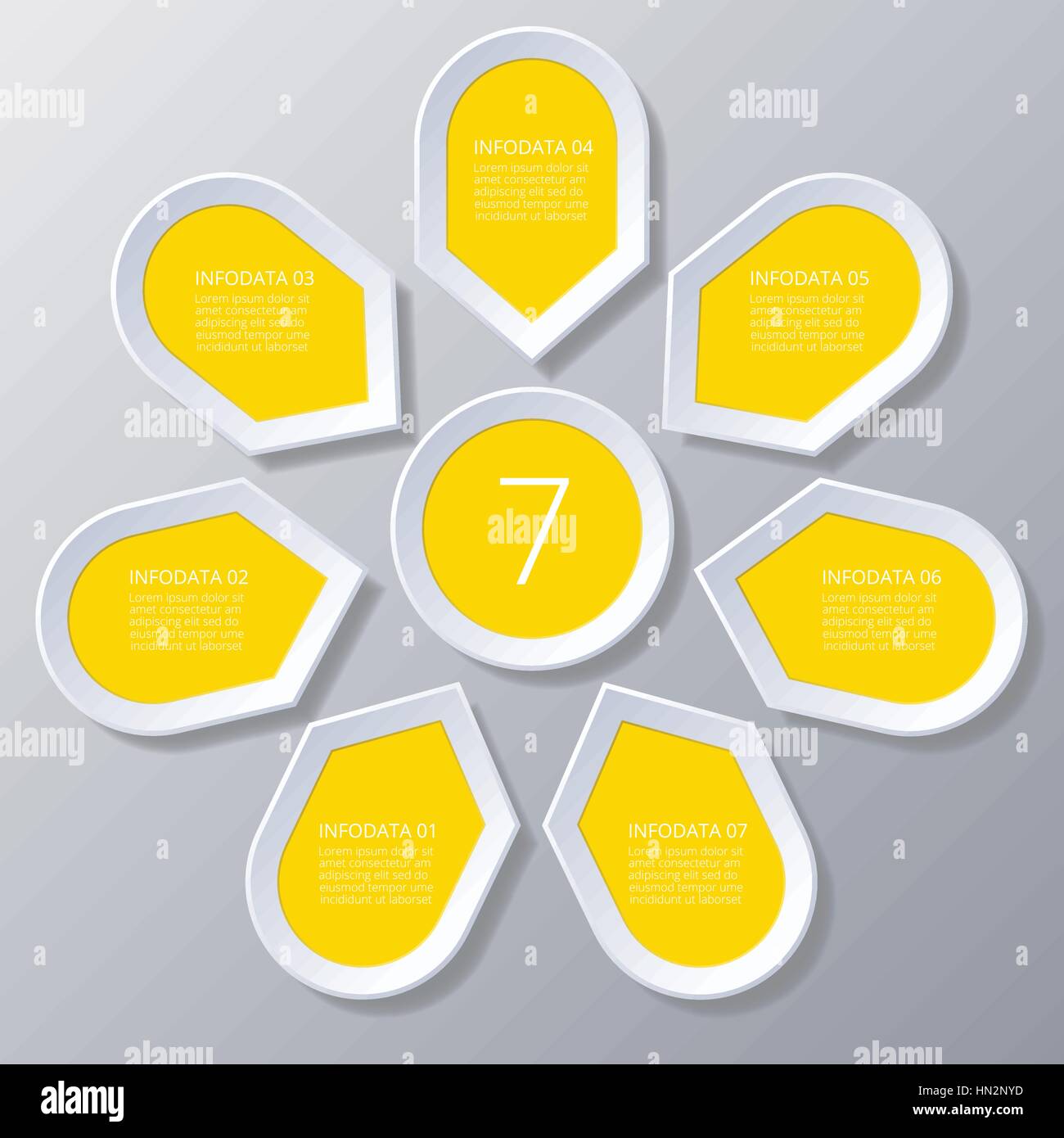 Chart cyclic process Infographic yellow Points arranged in sun circle ...