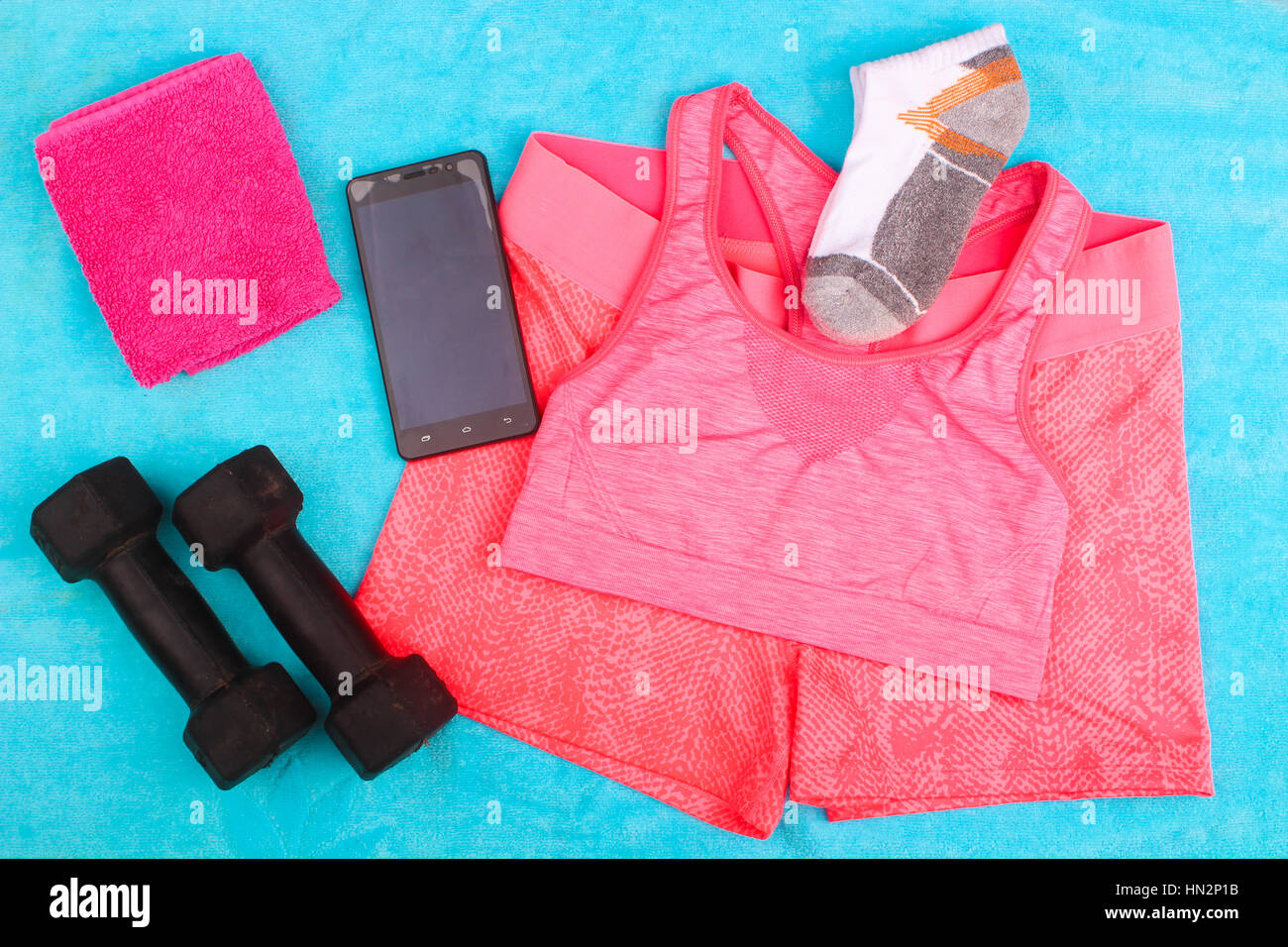 Gym Gear, gym clothes and sports wear kit for working out Stock Photo ...