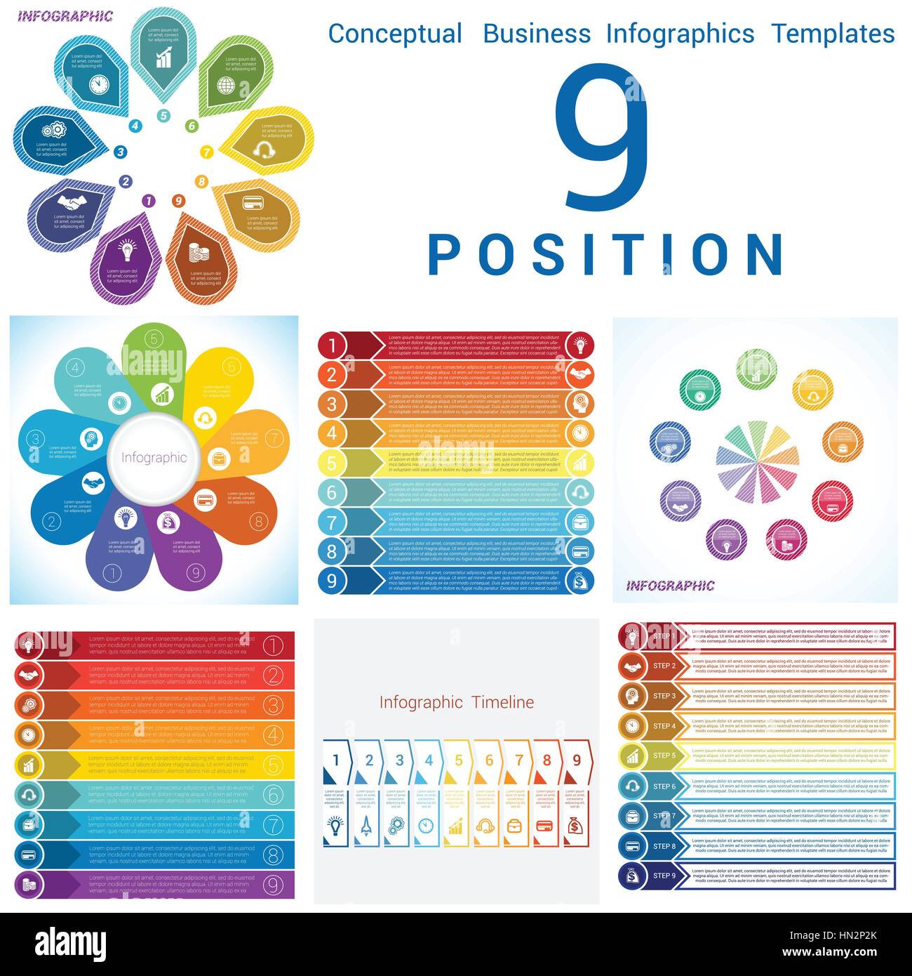set template for infographic 9 positions Stock Vector Image & Art - Alamy