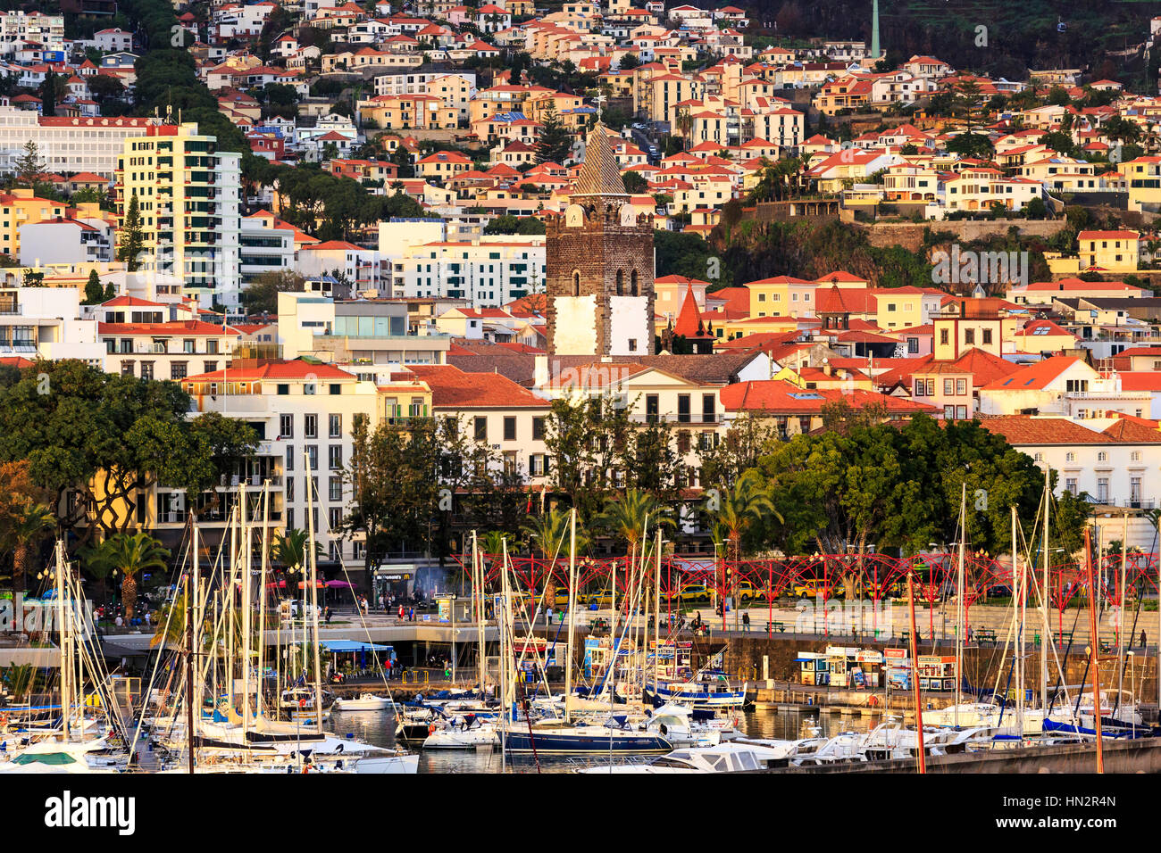 Funchal harbour and city view from the sea, Madeira Stock Photo - Alamy