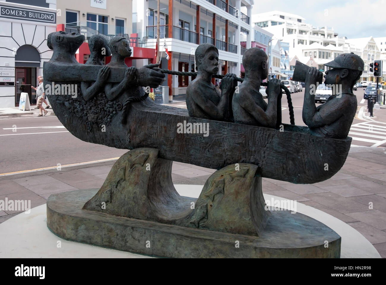 Bronze Sculpture Against da Tide Hamilton Bermuda Stock Photo - Alamy
