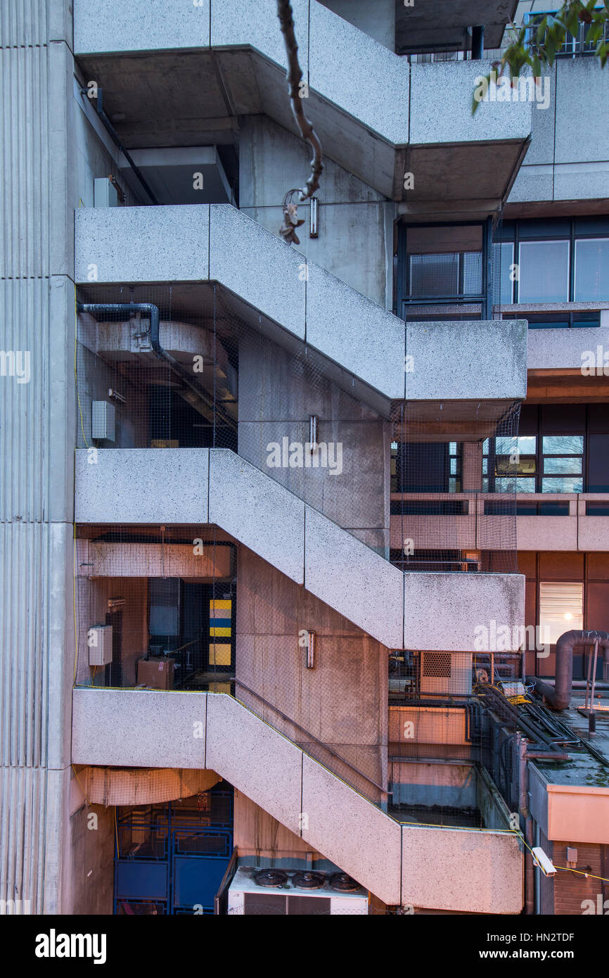 front facing the emergency stairs creating a pattern of concrete Stock ...