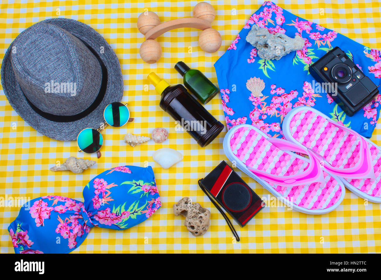 Beach Time Summer Travel Kit featuring sleepers, bikini, radio, sun ...