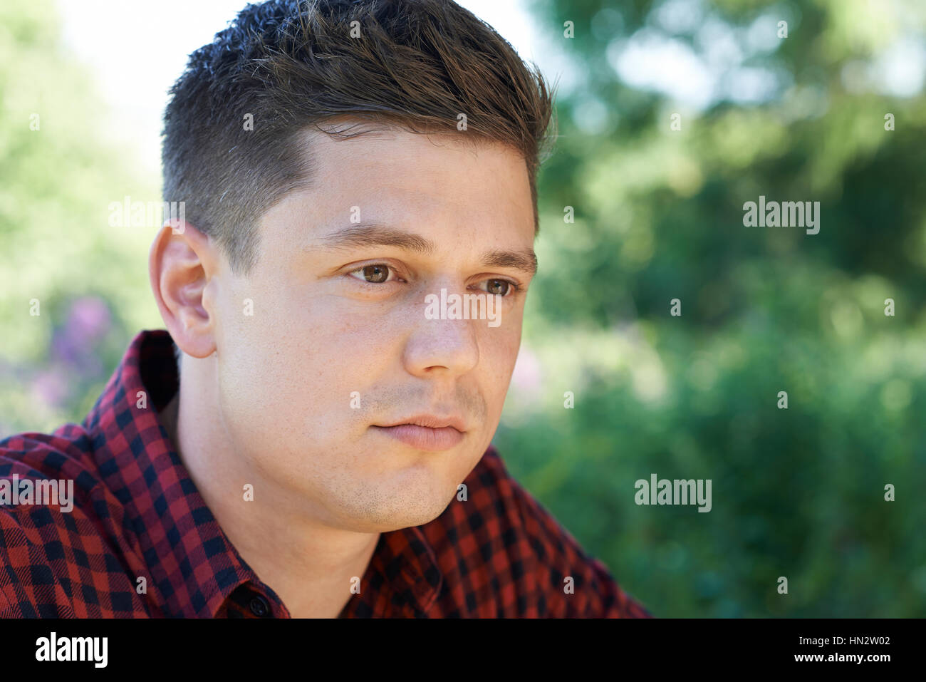 Head And Shoulders Outdoor Portrait Of Concerned Man Stock Photo - Alamy