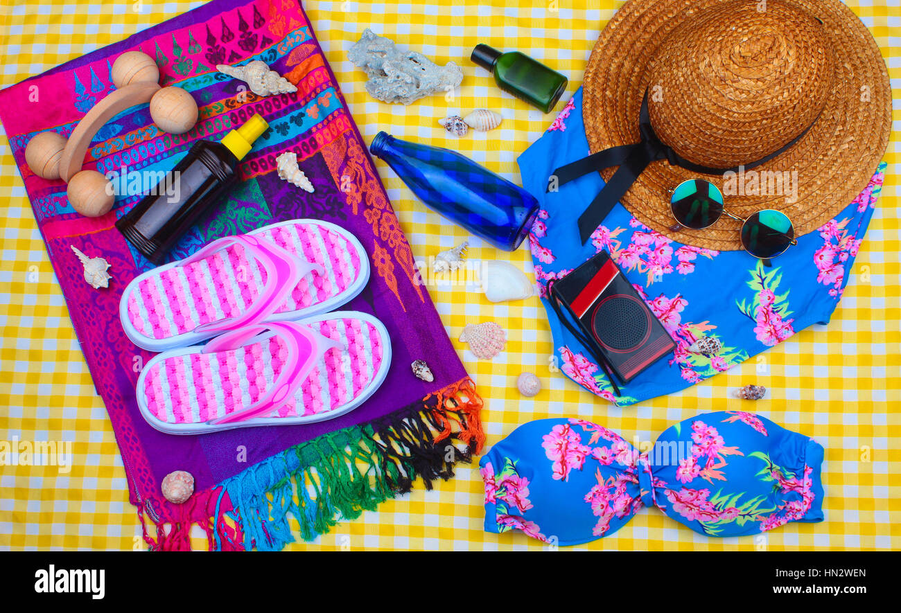 Beach Time Summer Travel Kit featuring sleepers, bikini, radio, sun ...