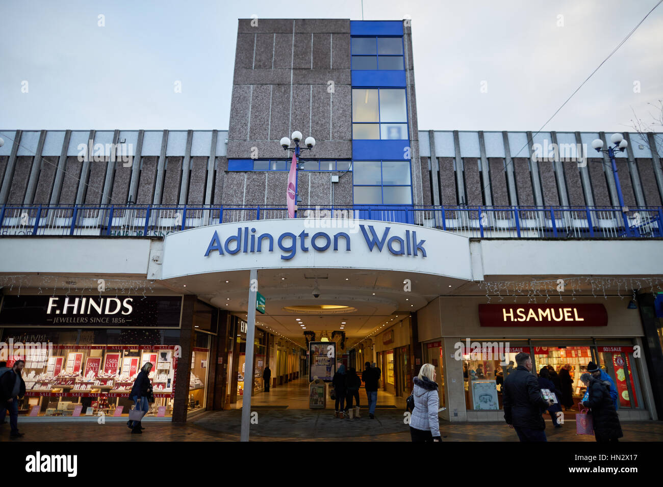 Dull winter day showing the 1960's exterior of Adlington Walk part of ...