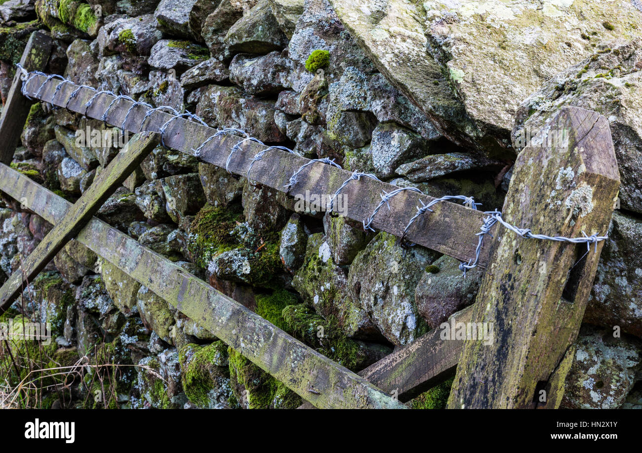 Barbed wire around fence gate hi-res stock photography and images - Alamy