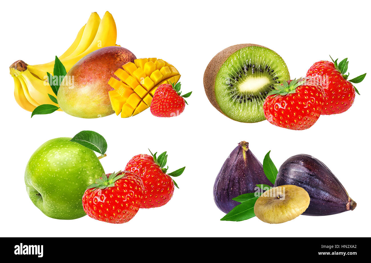fruit collection isolated on a white background Stock Photo - Alamy
