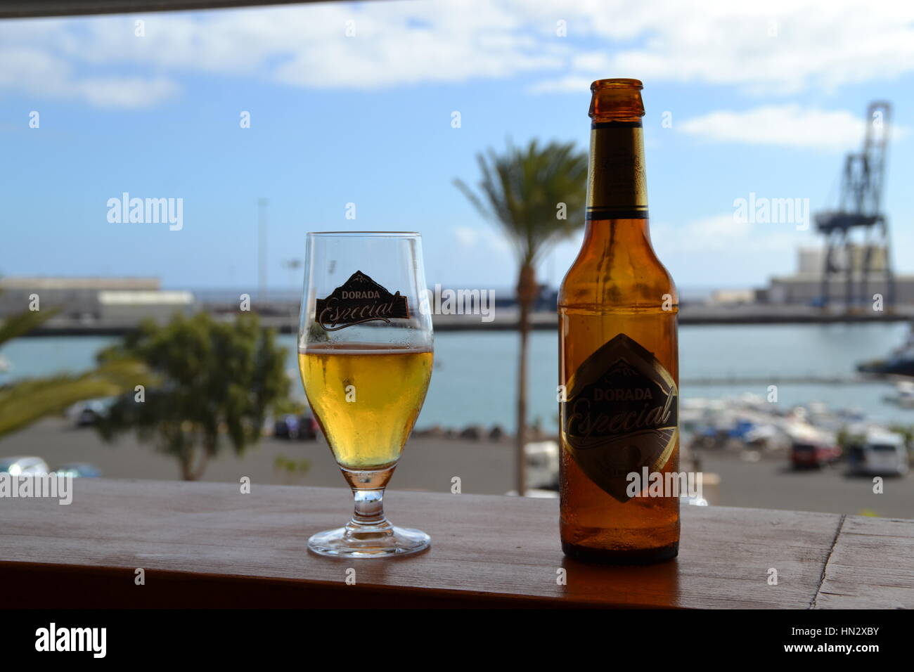 Cold Dorada beer, Santa Cruz de Tenerife is its brewery Stock Photo - Alamy