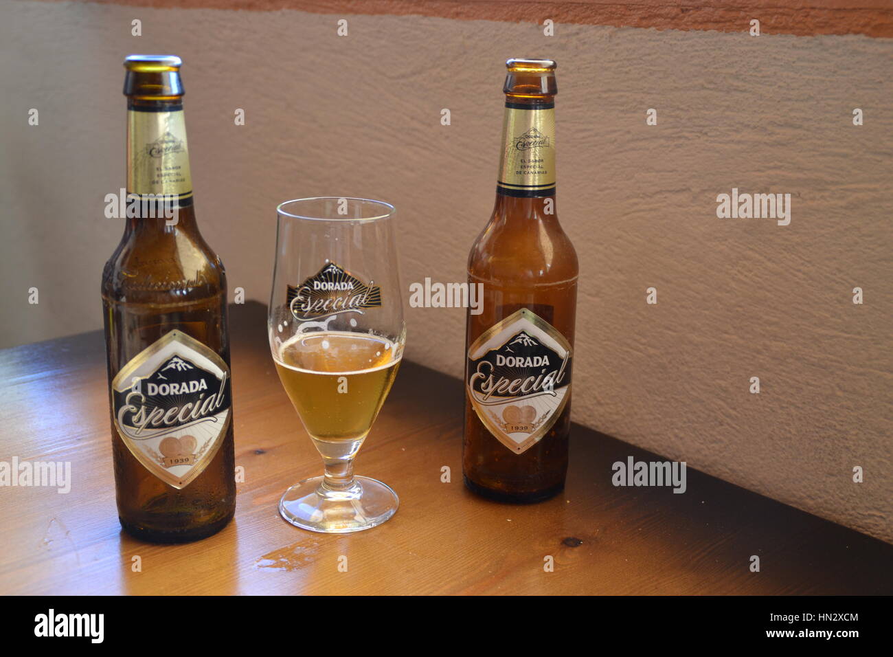 Cold Dorada beer, Santa Cruz de Tenerife is its brewery Stock Photo - Alamy