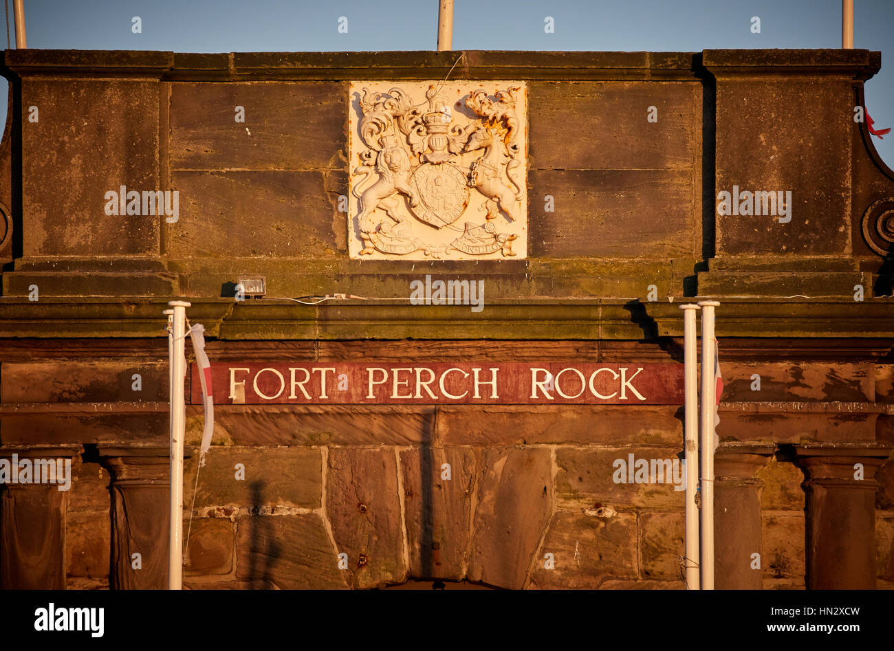 Liverpool bay Golden orange sunrise at New Brighton Fort Perch Rock and ...