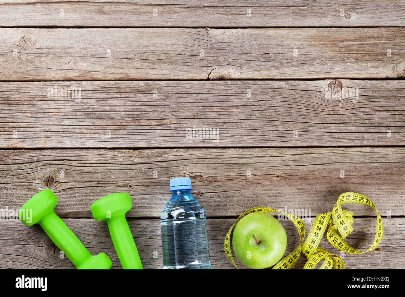 Healthy food and fitness background concept Stock Photo - Alamy