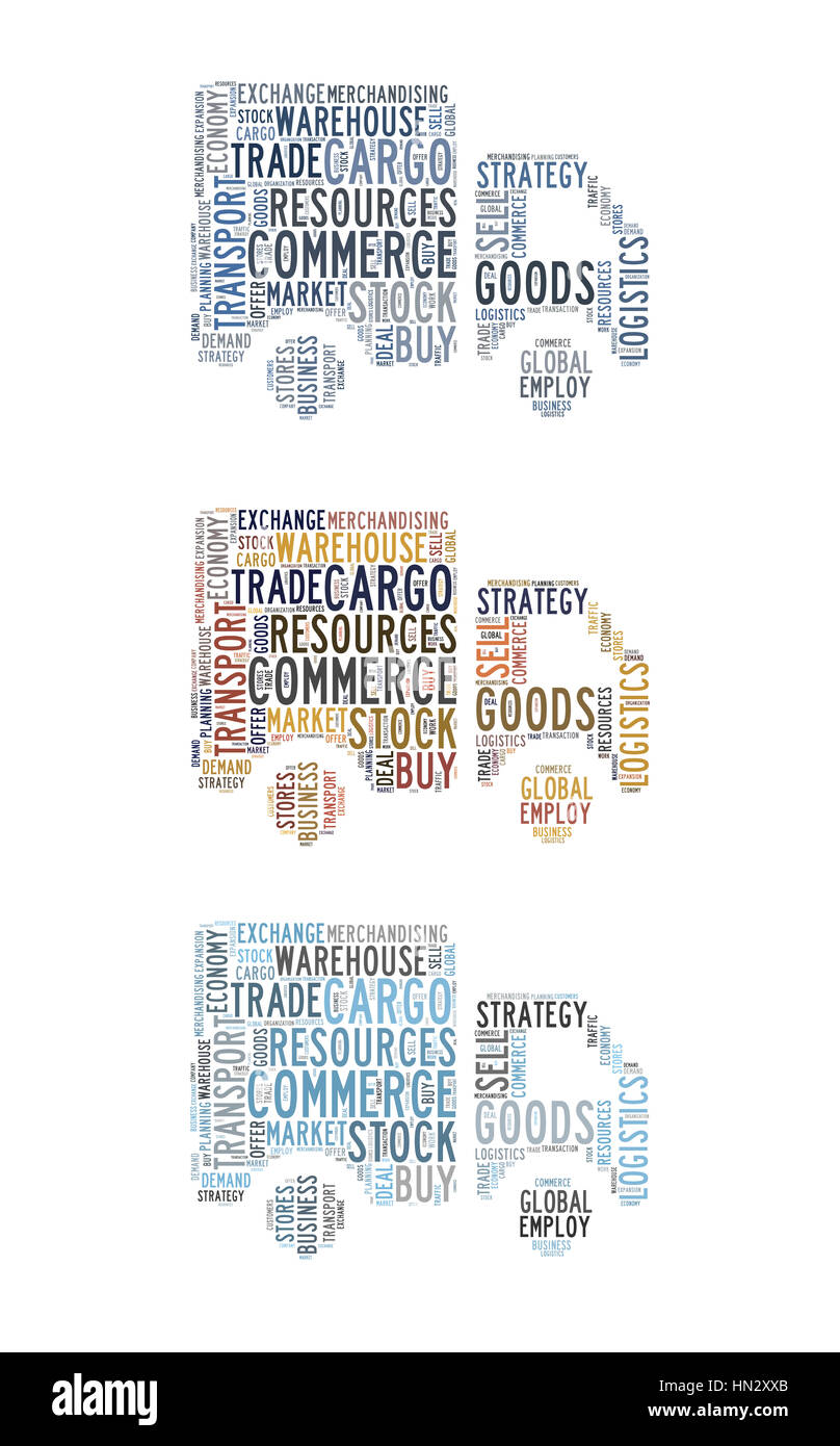 Word cloud featuring concepts referred to trade and commerce Stock ...