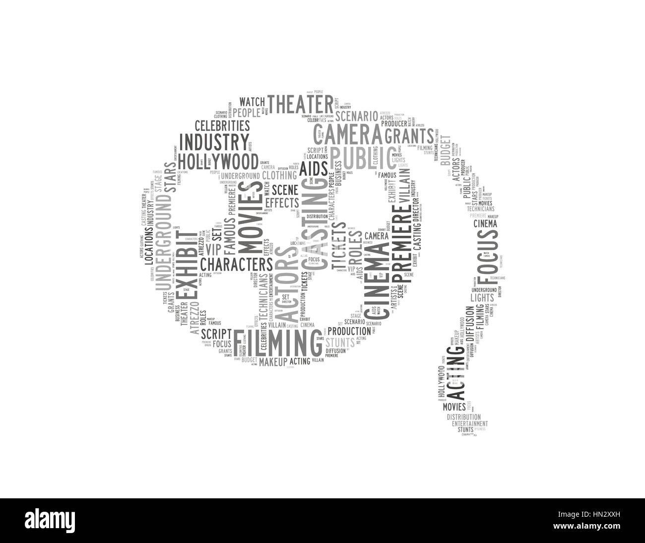 Word cloud featuring concepts referred to films or cinema Stock Photo ...